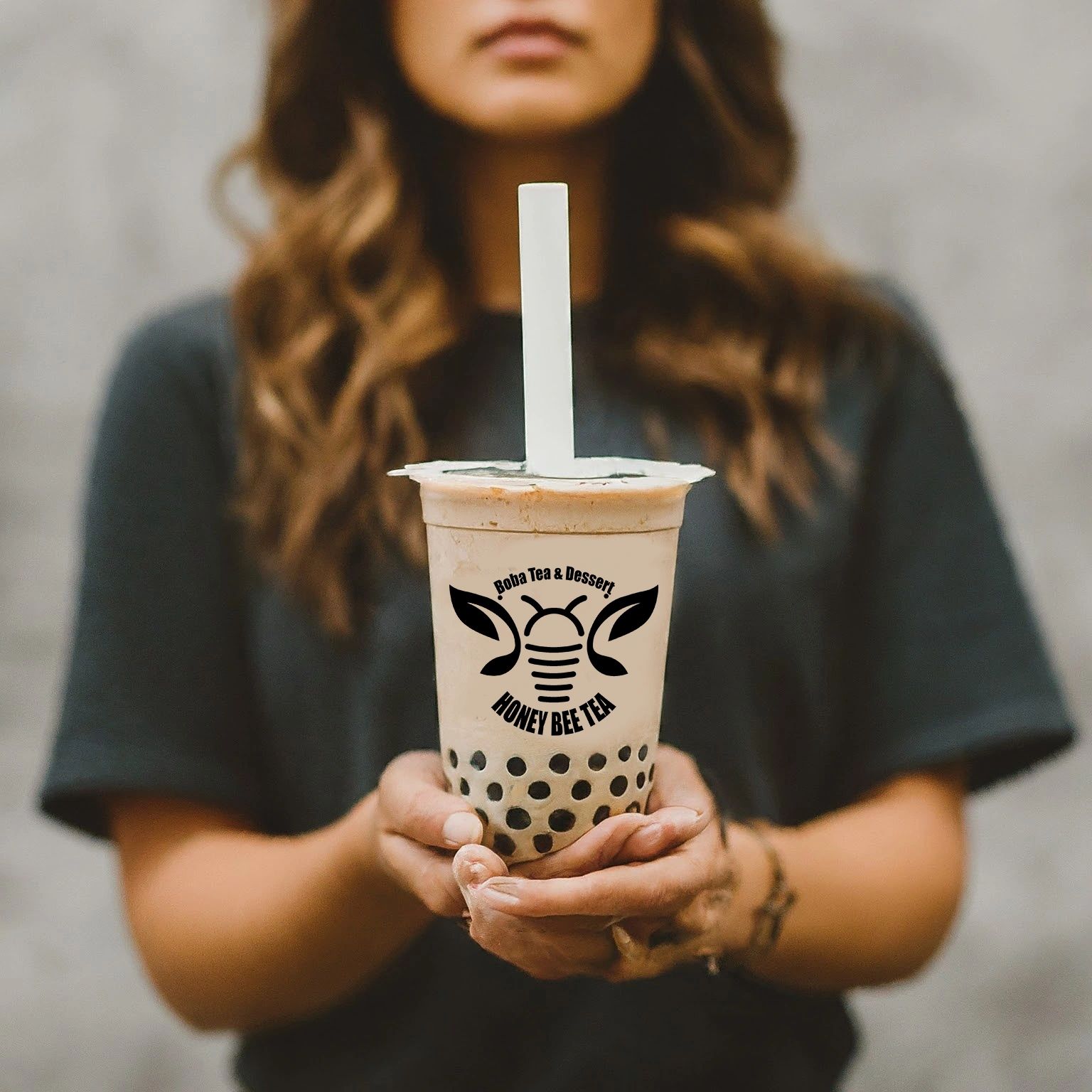 Honey Bee Tea - Matcha Boba Strawberry Smoothie, Coffee