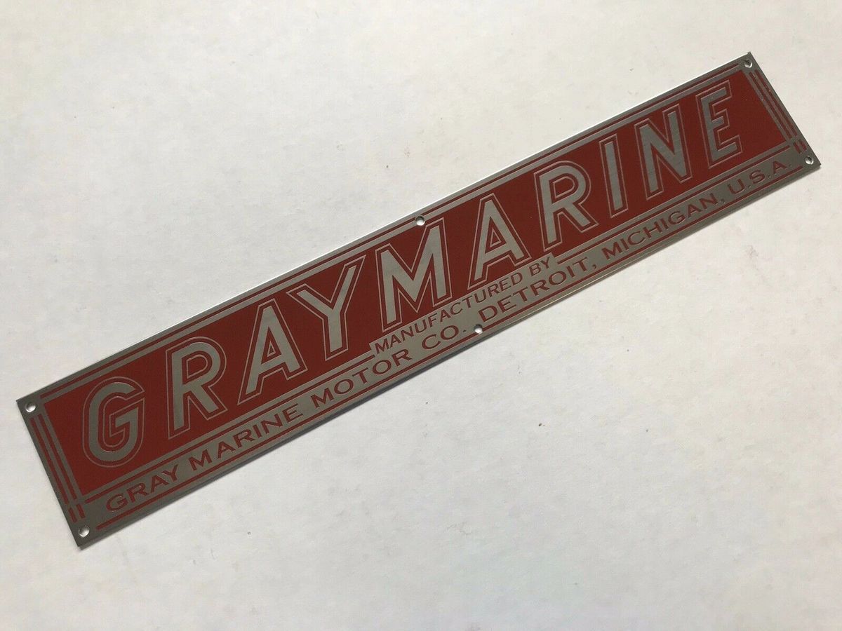 Gray Marine Engine Nameplate
