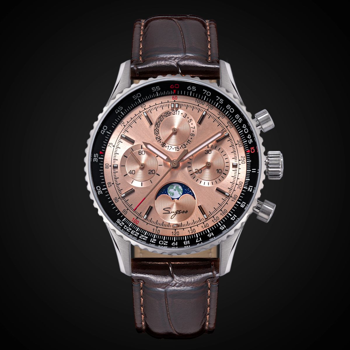 S468 Sugess Moonphase Master Rose gold steel