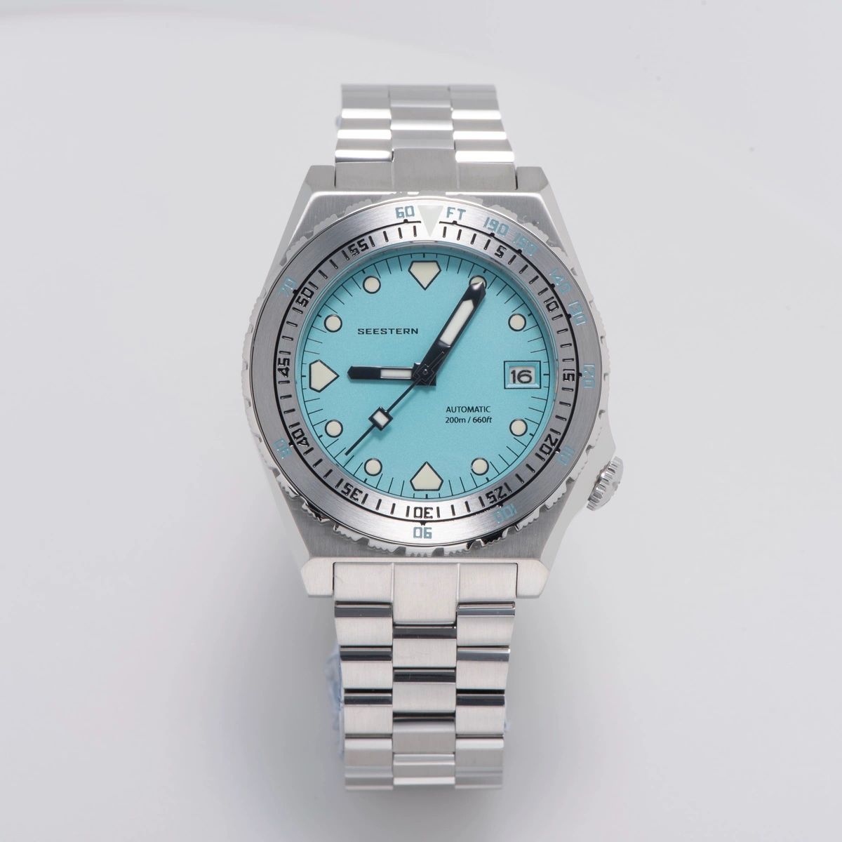 Tiffany blue dial Seestern Vintage Sub 600T mechanical movement Dive Watch