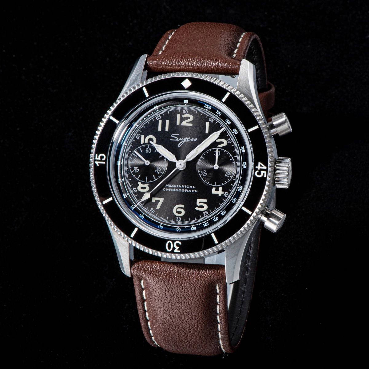 S423 Black mechanical chronograph watch 42 mm V2