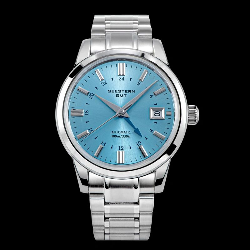 S446 Teal blue GMT Wristwatch 39.5 mm