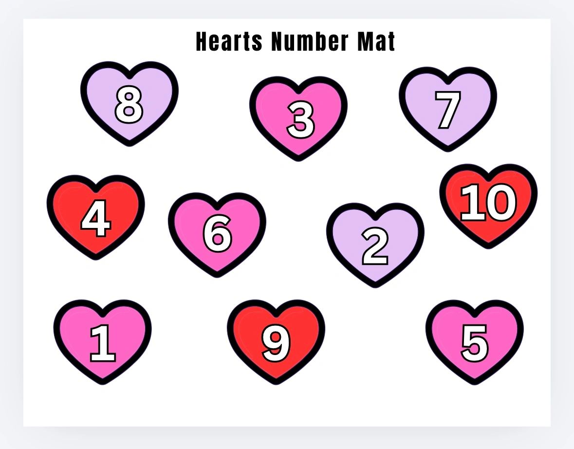 Hearts Number Mats