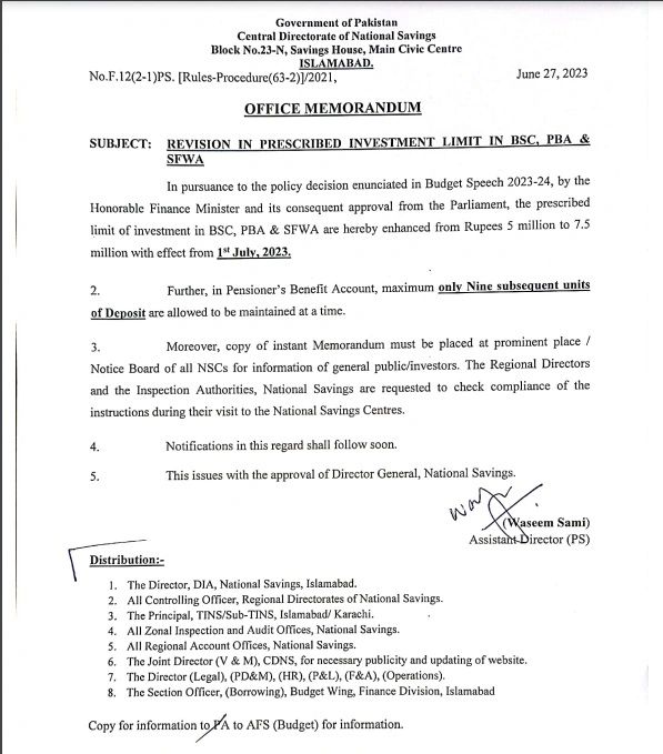 BEHBOOD SAVINGS,PENSIONERS,SHUHADA FAMILY LIMIT NOTIFICATION