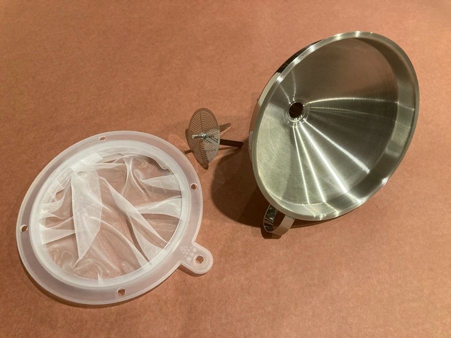 17cm Large Stainless Steel Long Stem Funnel Set with 2 Strainer inserts ...