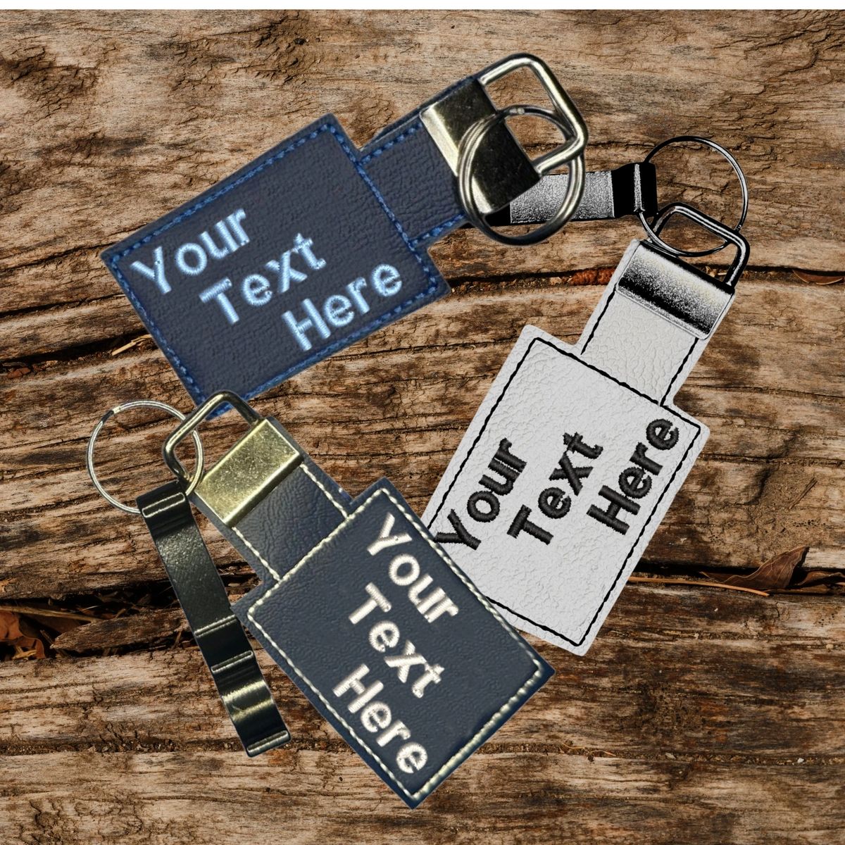 Personalized Embroidered Leather Key Fob – Custom Handmade Gift