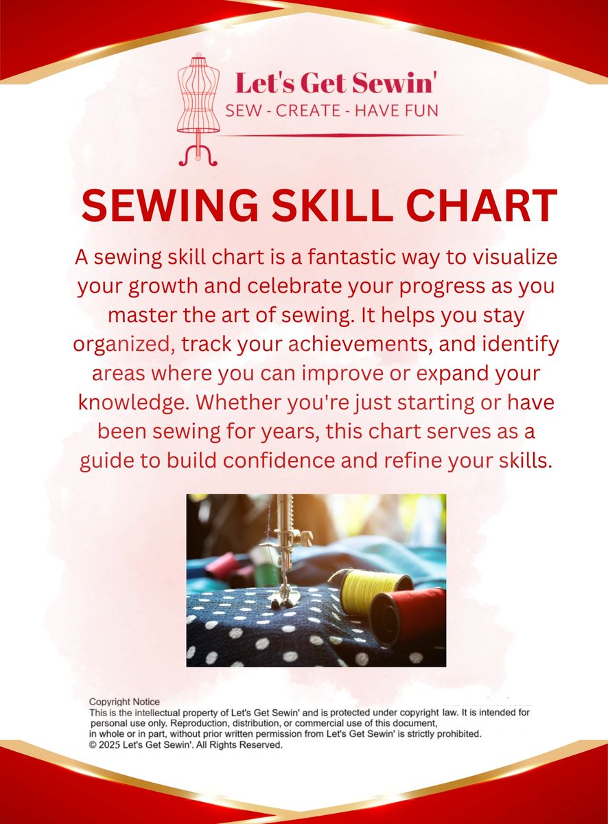 Sewing Skill Chart PDF – Beginner to Advanced Sewing Techniques Guide