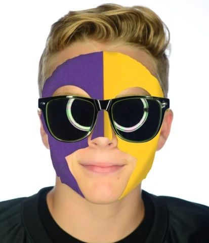 #9036 Purple/Gold Game Day Face - Full Face Sticker