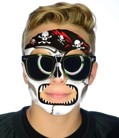 #9800 Skeleton Pirate Face - Full Face Sticker