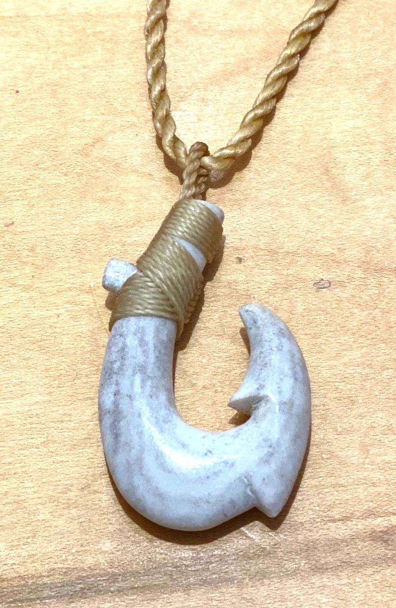 Island Fish Hook Necklace Moose Antler Double Barb