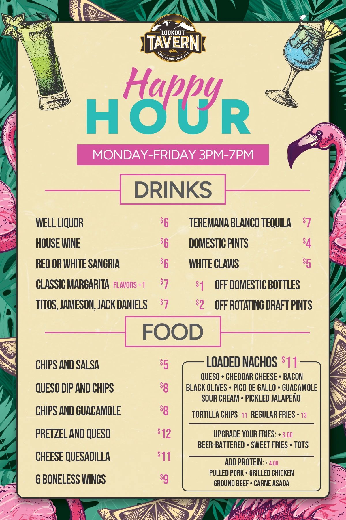 Happy Hour | Lookout Tavern - North Phoenix Restaurant, Sports Bar and ...