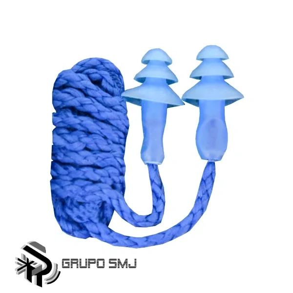 Tapón Auditivo Reutilizable con Cordón Trenzado NRR 25 dB 1290 3M (Par) Azul Translúcido HC000664777