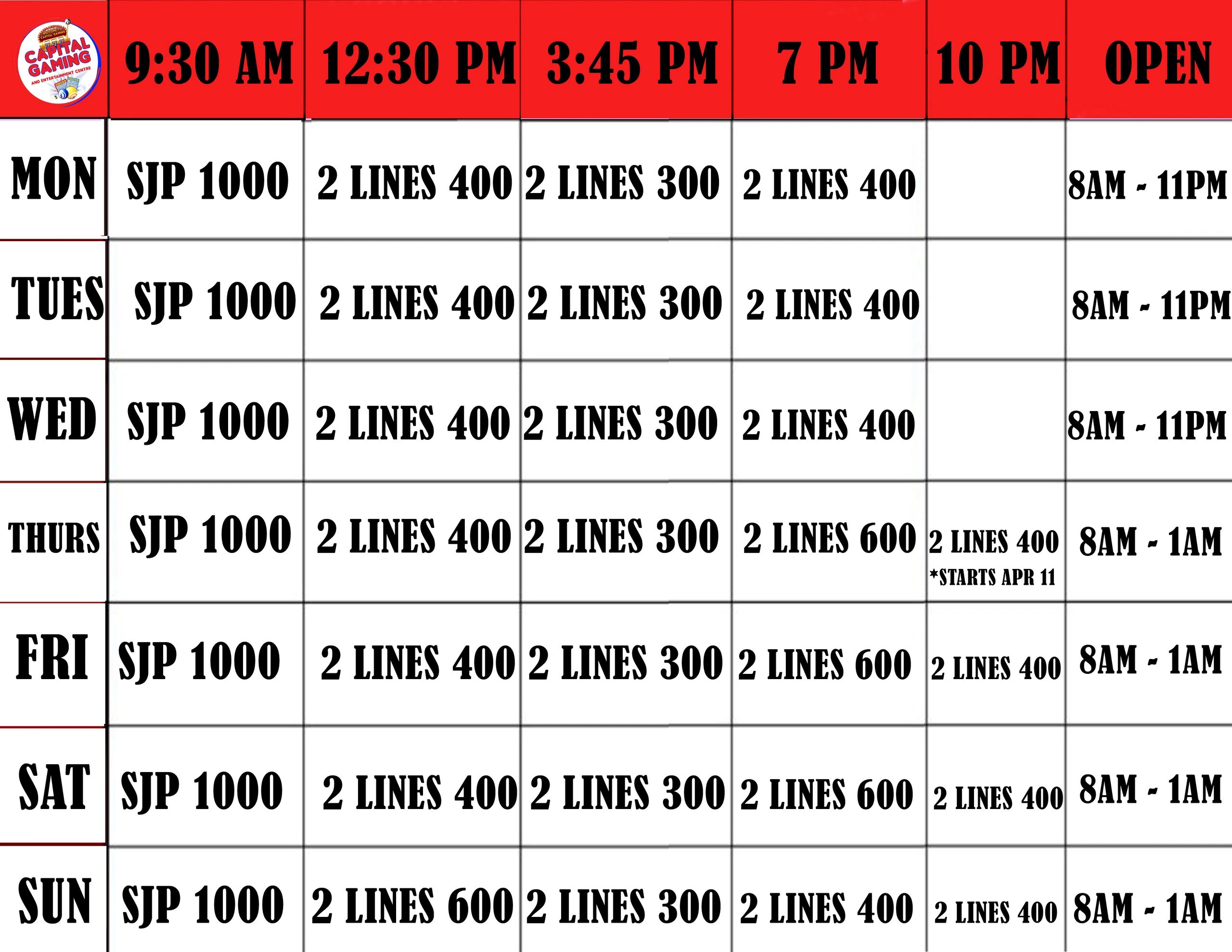 BINGO - PAPER/ELECTRONIC | Capital Gaming Centre Overbrook Bingo Palace