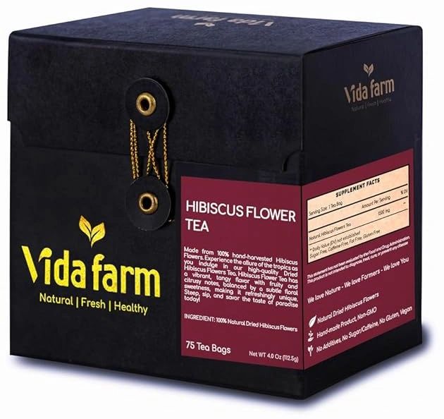 75 Hibiscus Tea Bags, Natural Dried Hibiscus Flowers Tea Bags, Hibiscus Sabdariffa Tea Bags ...