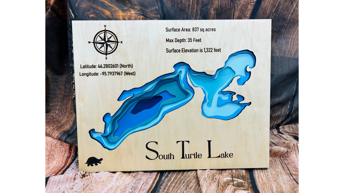 South Turtle Lake Depth Map 11"x14"