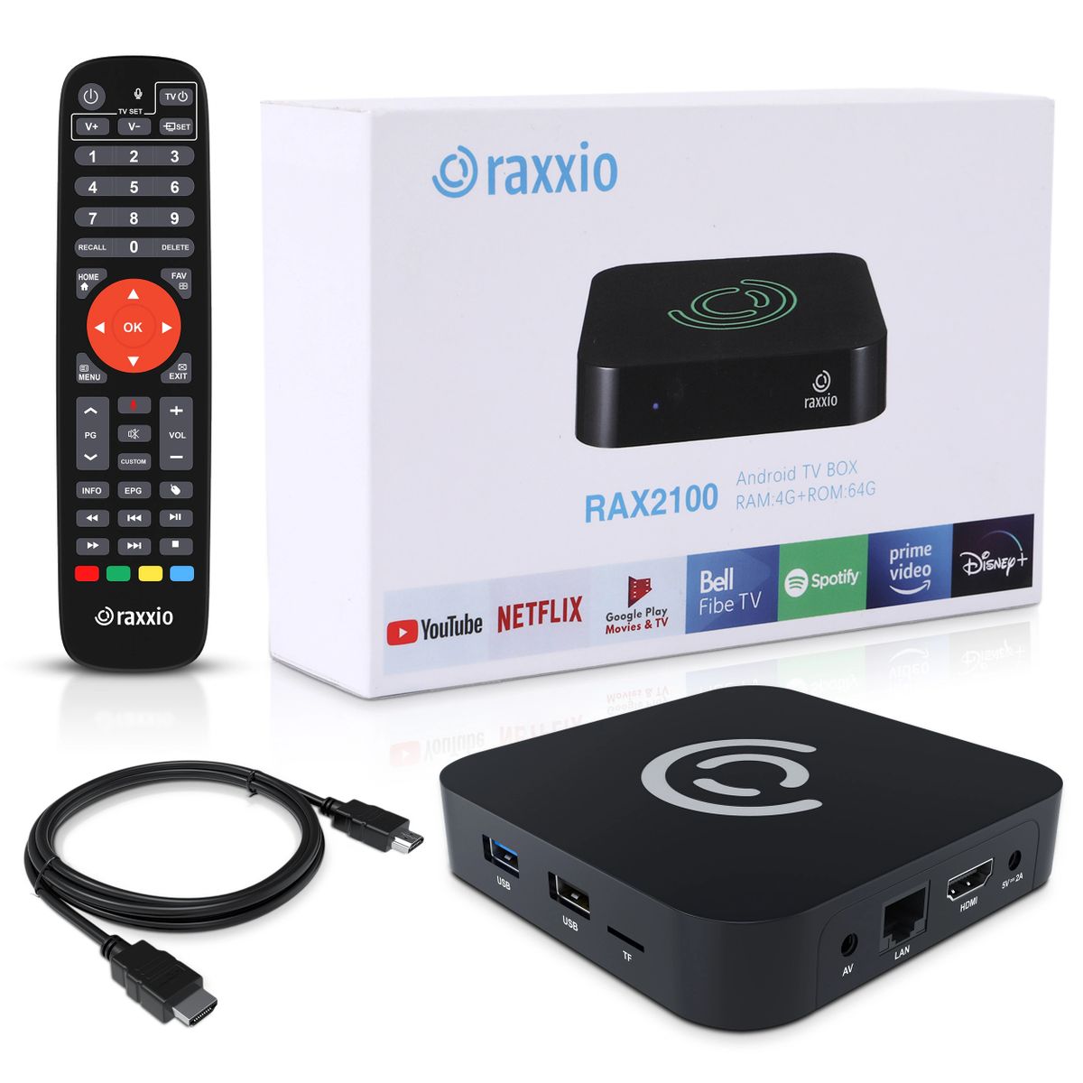 Raxxio Android TV Box - RAX2100 Android 9.0, Ultra HD 4K 75fps, 4GB RAM ...
