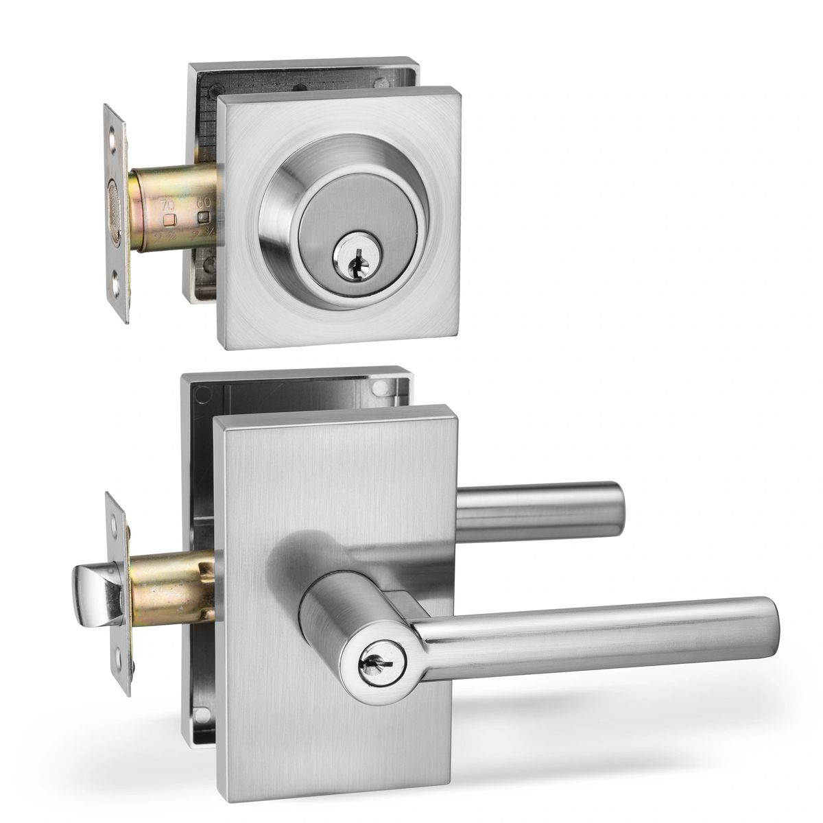 Berlin Modisch Entry Lever Door Handle and Single Cylinder Deadbolt ...