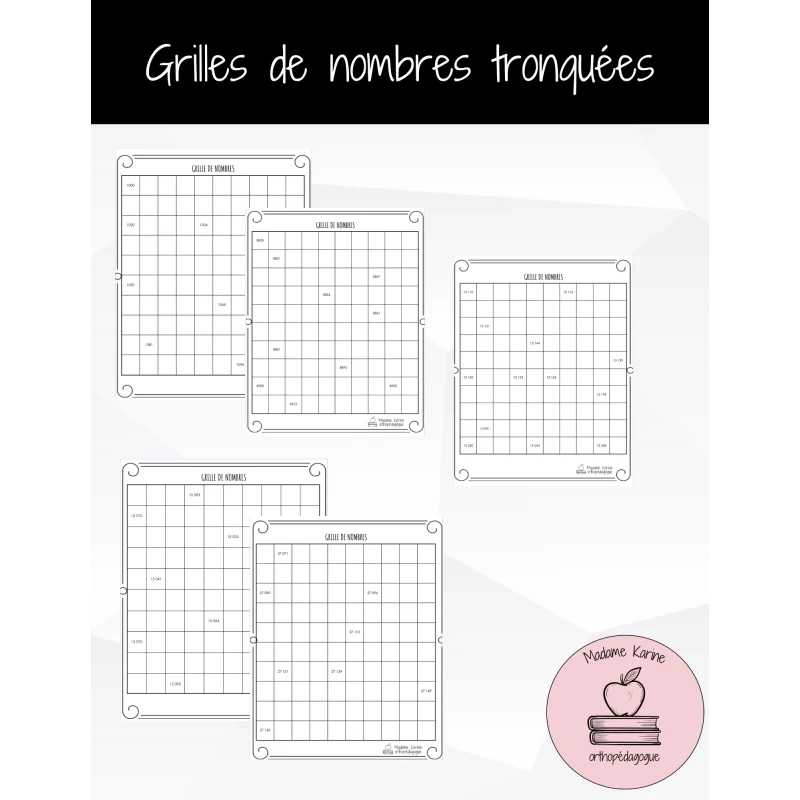 Mathématique - Grilles de nombres tronquées