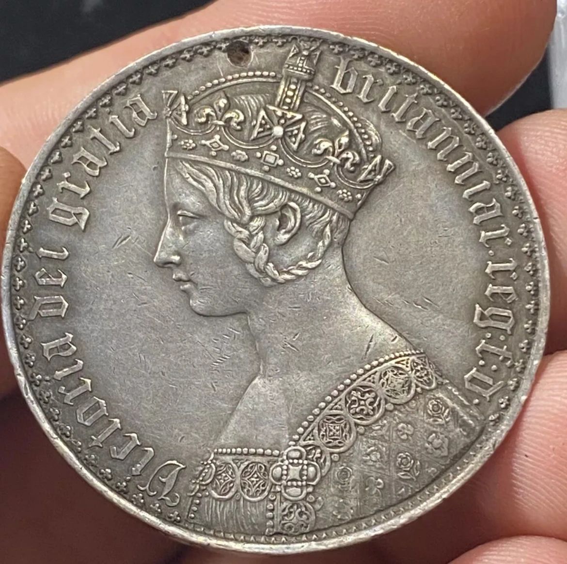 1847 Gothic Crown, Undecimo Edge, Attempted Piercing on both sides at 12 o'clock otherwise about ...