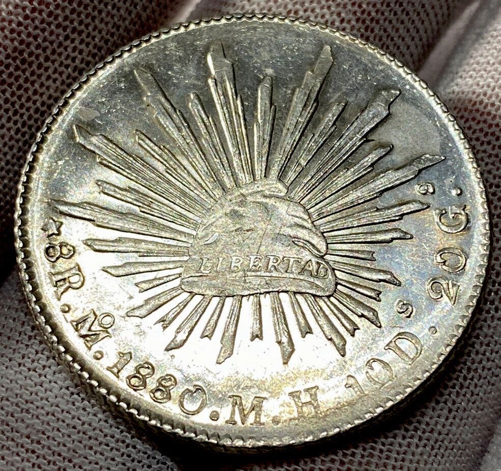Mexico,1880 MO MH Silver 8 Reales, Choice UNC, Lustrous, Very Rare In This Condition