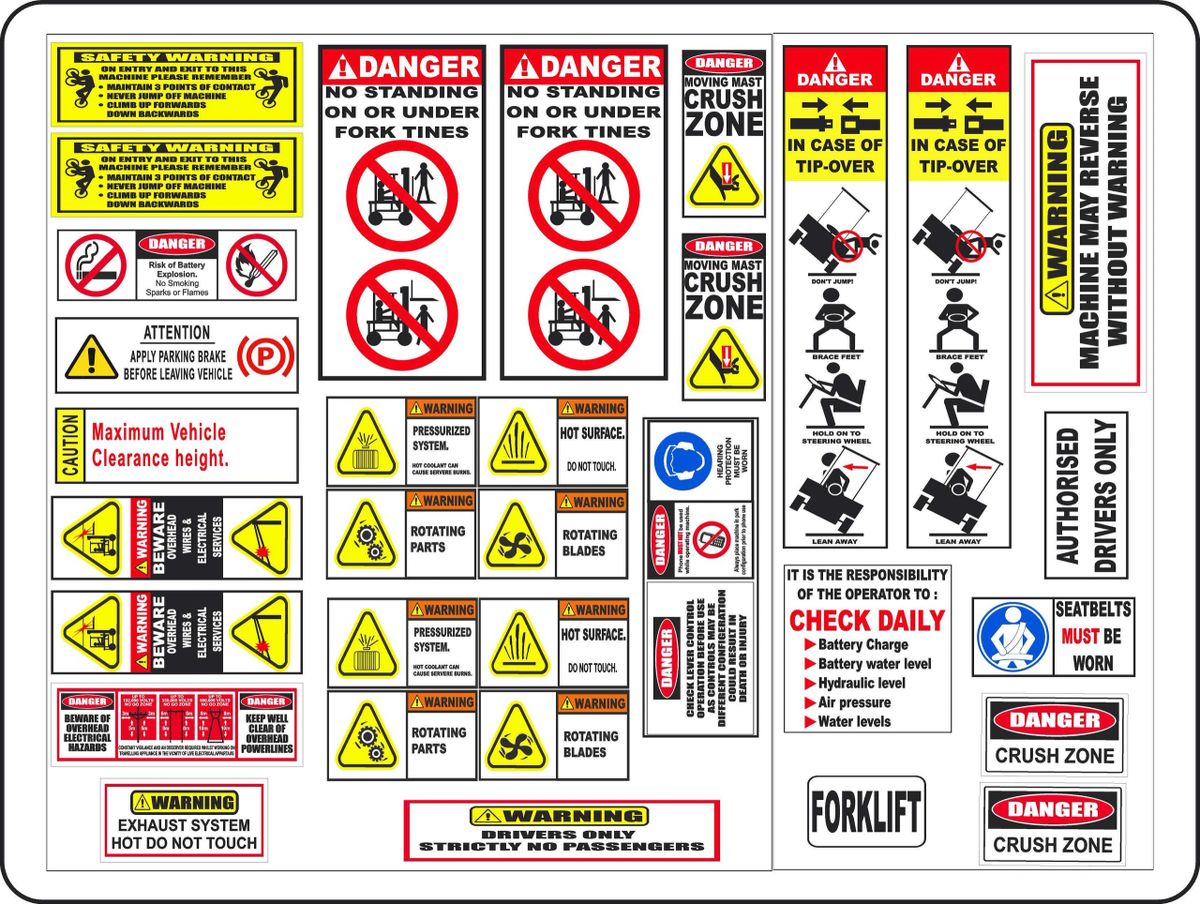 FORKLIFT Risk Assessment Safety stickers UV LAMINATED