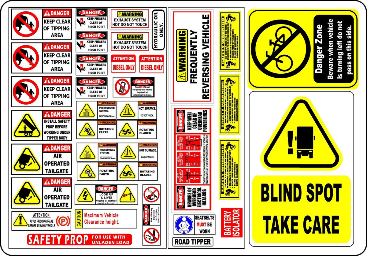 ROAD TIPPER Risk Assessment Safety stickers UV LAMINATED
