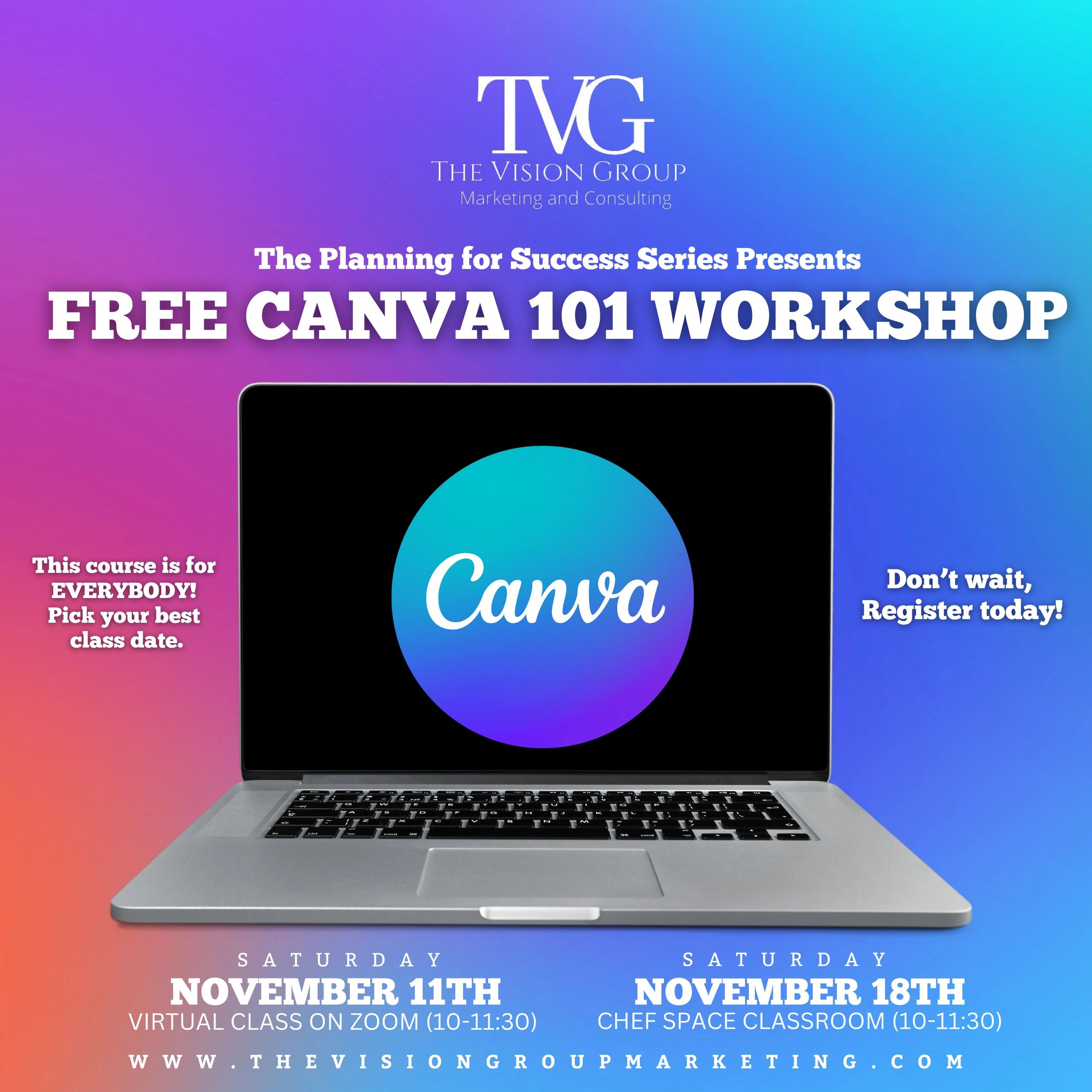Free Virtual Canva 101 Workshop