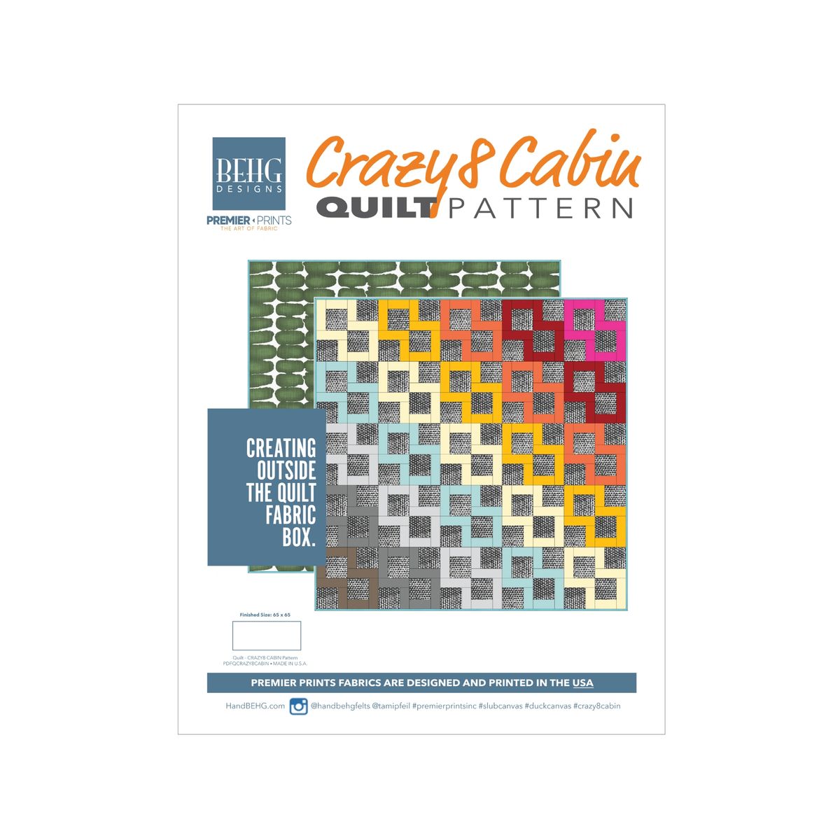 PDFQ Crazy 8 Cabin Quilt - BEHG DESIGNS for Premier Prints