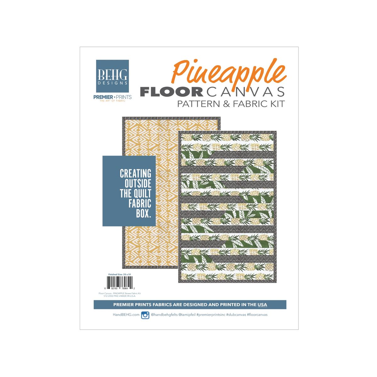 PDF Straws Pineapple Floor Canvas Pattern - BEHG DESIGNS for Premier Prints