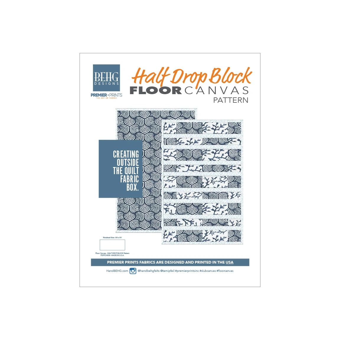 PDF Half Drop Block Floor Canvas Pattern - BEHG DESIGNS for Premier Prints
