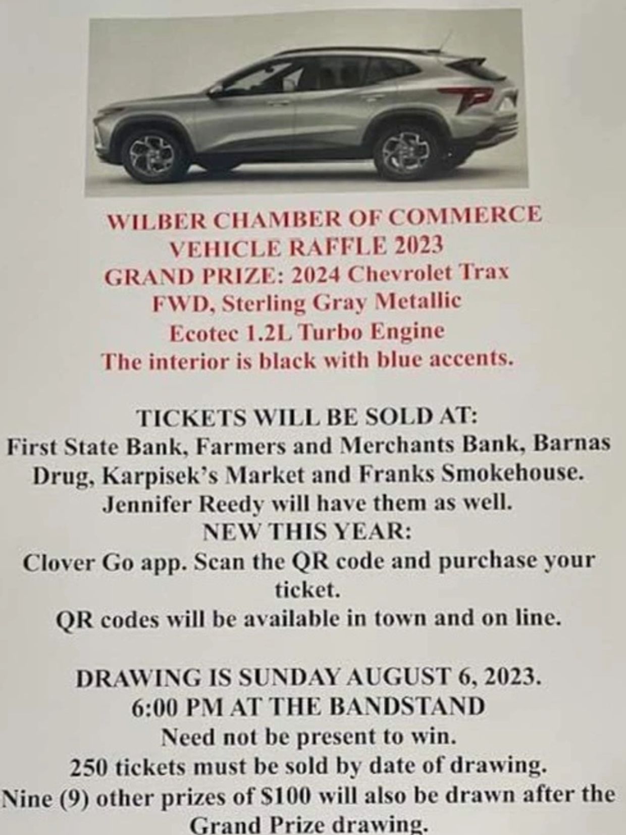 Vehicle Raffle | Wilber Chamber of Commerce