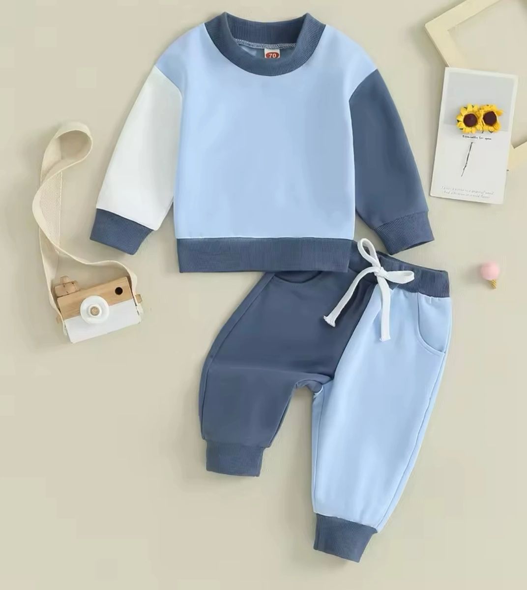 Colourful Breeze Tracksuit Set – Light Blue & Grey
