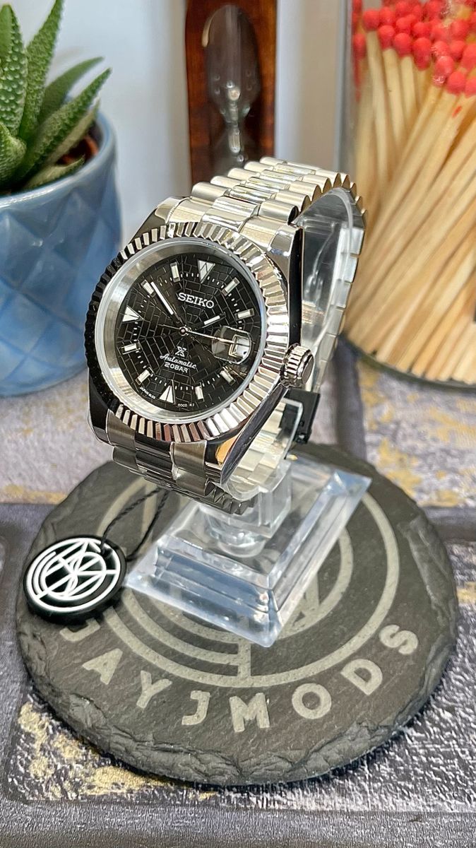 JayJMods Grey Pave Dial Fluted Presidential