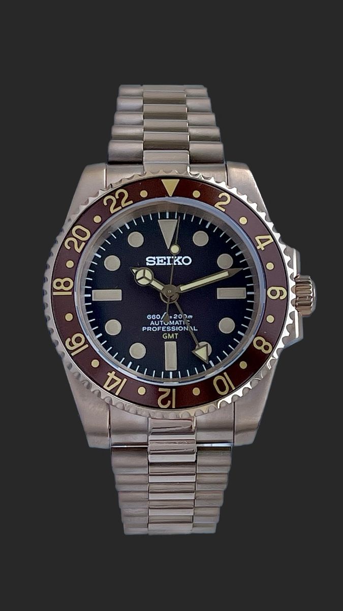 JayJMods Vintage Chocolate Dial Rose GMT Homage