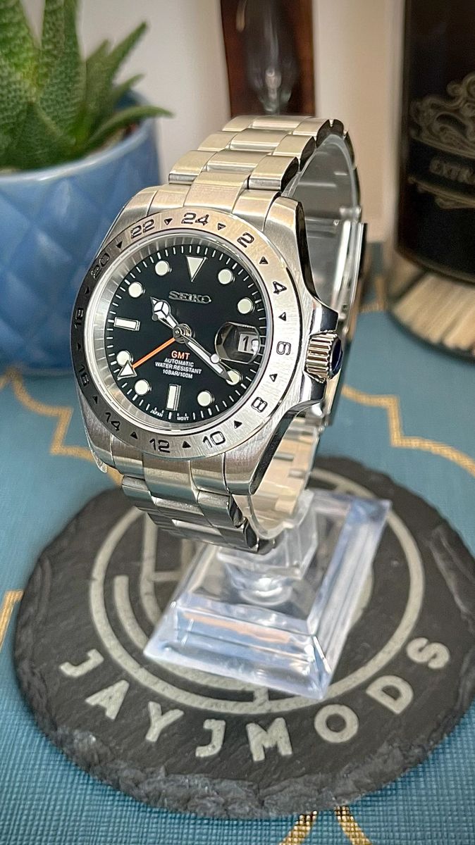 JayJMods Black Dial GMT with Stainless Steel Fixed Bezel