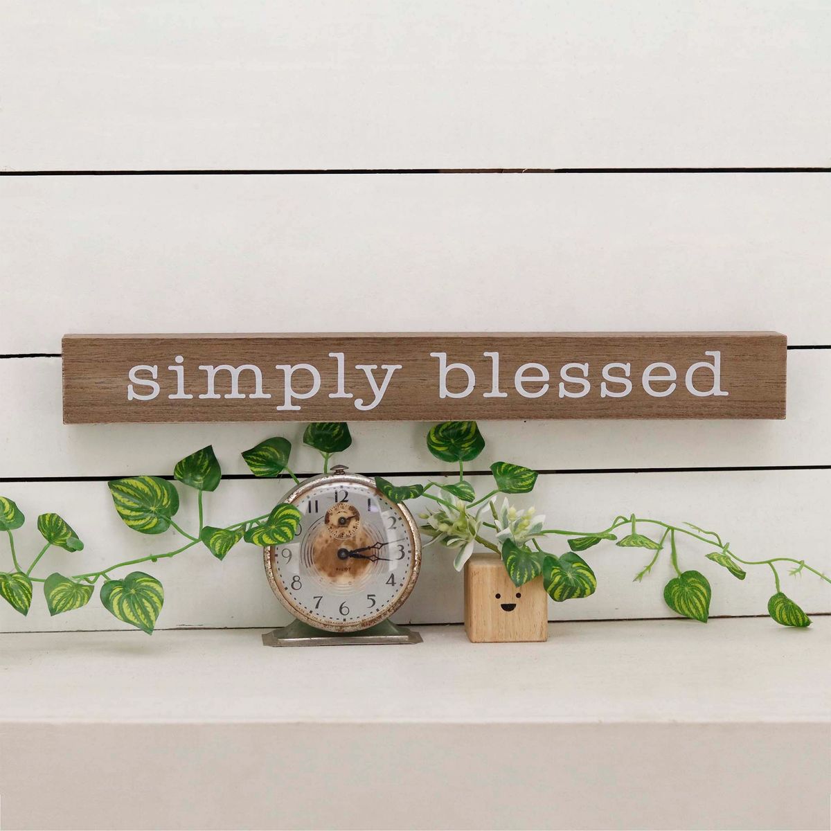 Simply Blessed Lettering Printing Wood Block Wall Decor