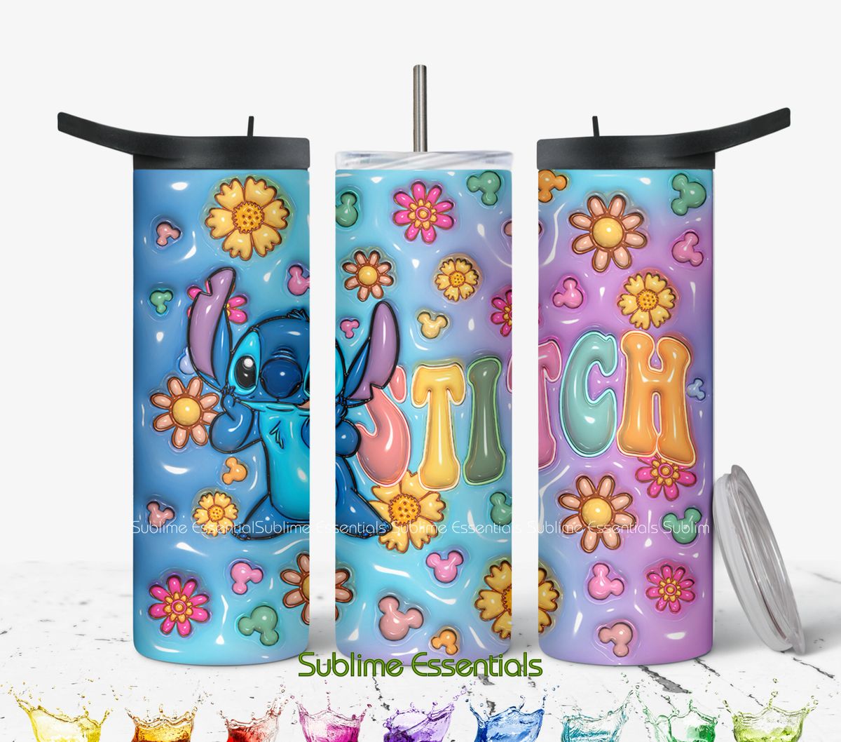 Stitch "Groovy" Inflated Look - 20 Oz Tumbler