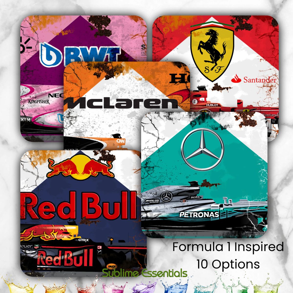 Formula 1 Inspired "Watercolor Ombre Glitter" - Coaster available in 3 ...