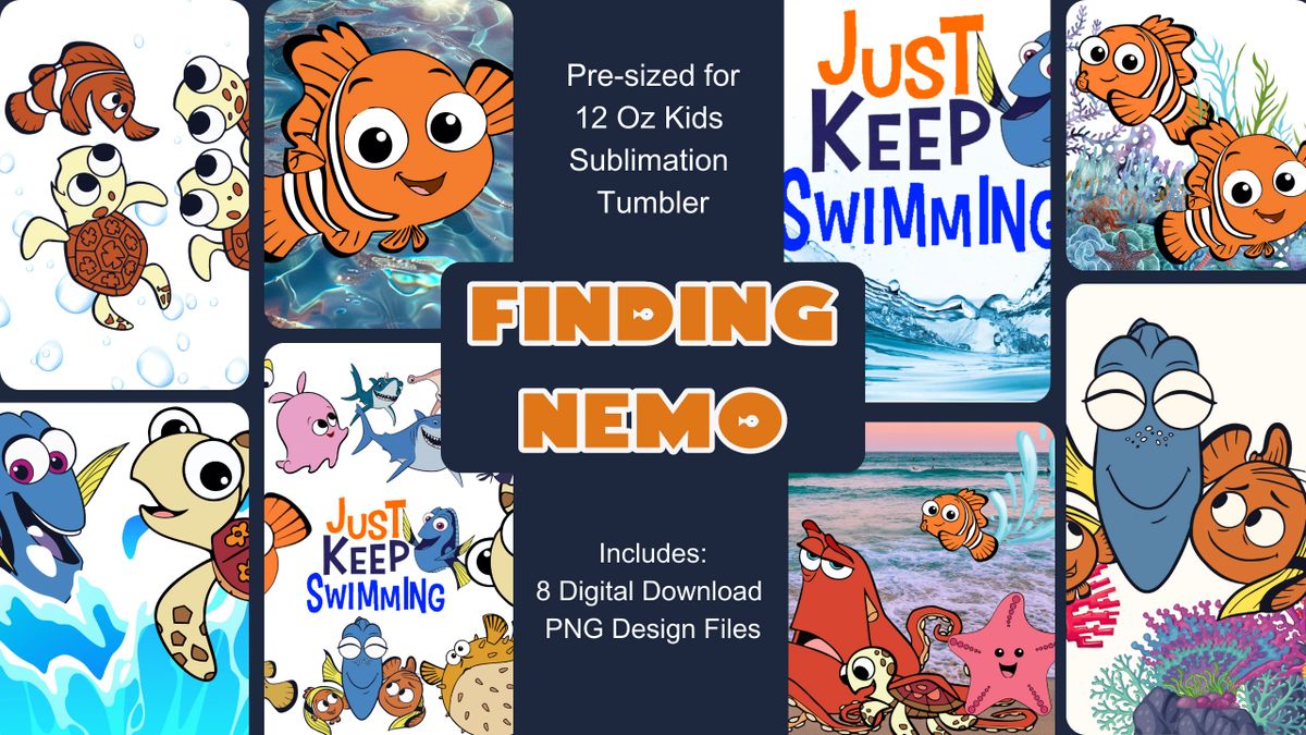 8 Finding Nemo Inspired Designs PNG Bundle, Sublimation PNG, Wrap Pre ...