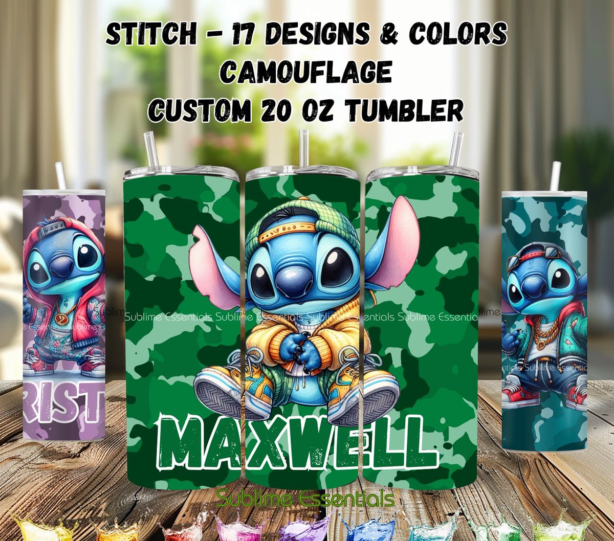 Stitch Camouflage - 20 Oz Tumbler - 17 Design/Color Options!