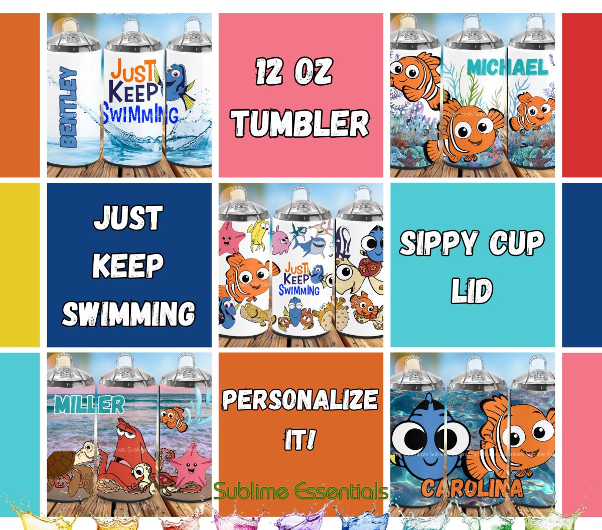 Finding Nemo Inspired - 12 Oz Sippy Cup Double Handle Tumbler - 8 ...