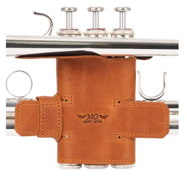 MG Leather Work Trumpet Valve Guard XL in Crazy Horse Leather Light Brown