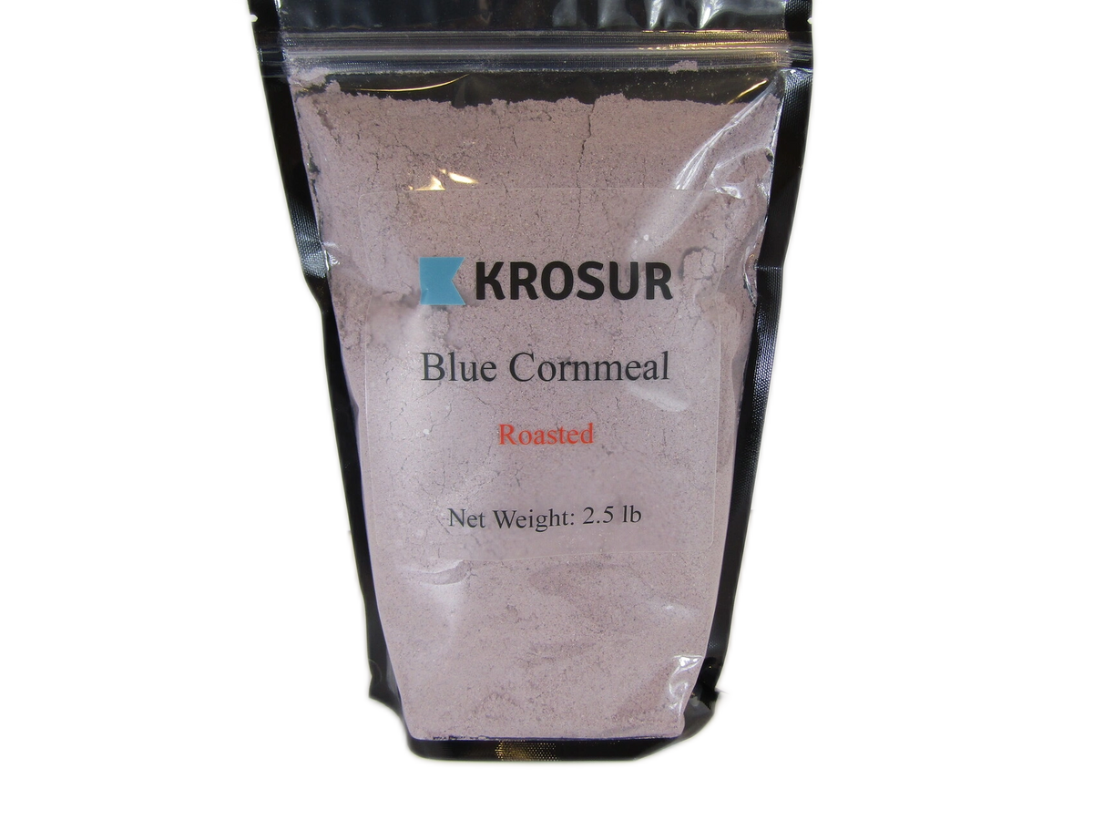 Roasted finely ground blue cornmeal, 2.5 lb bag