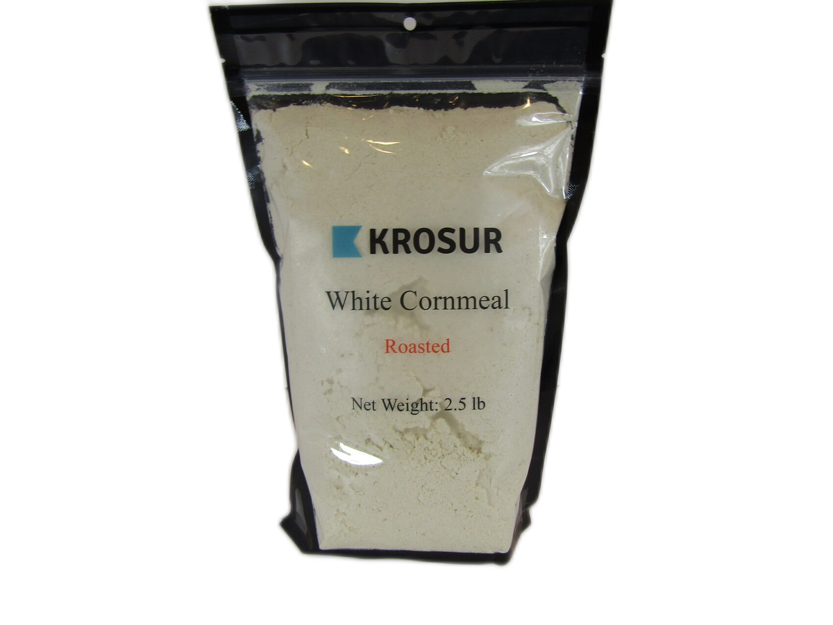Roasted finely ground white cornmeal 2.5 lb. bag