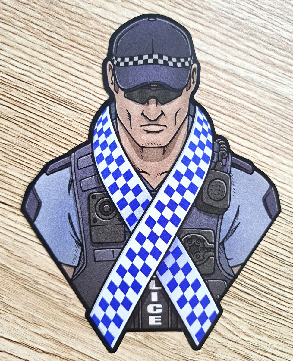 Police Remembrance Ribbon Sticker- Male