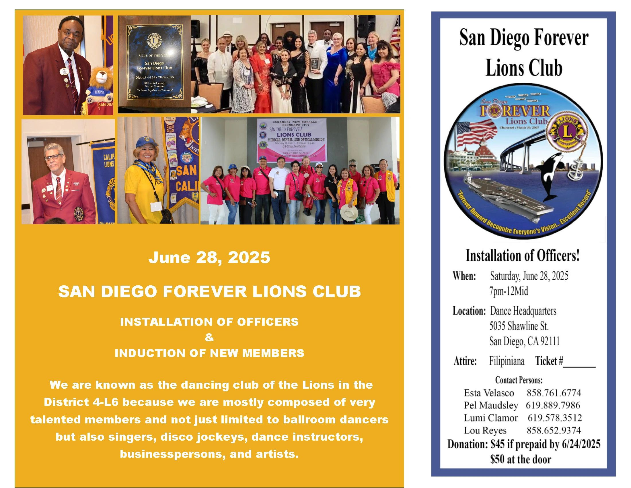 San Diego Forever Lions Club - Service, Charity, Dance, Service