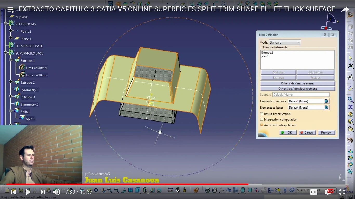Diferencias en el diseño con sólidos y superficies en Catia V5