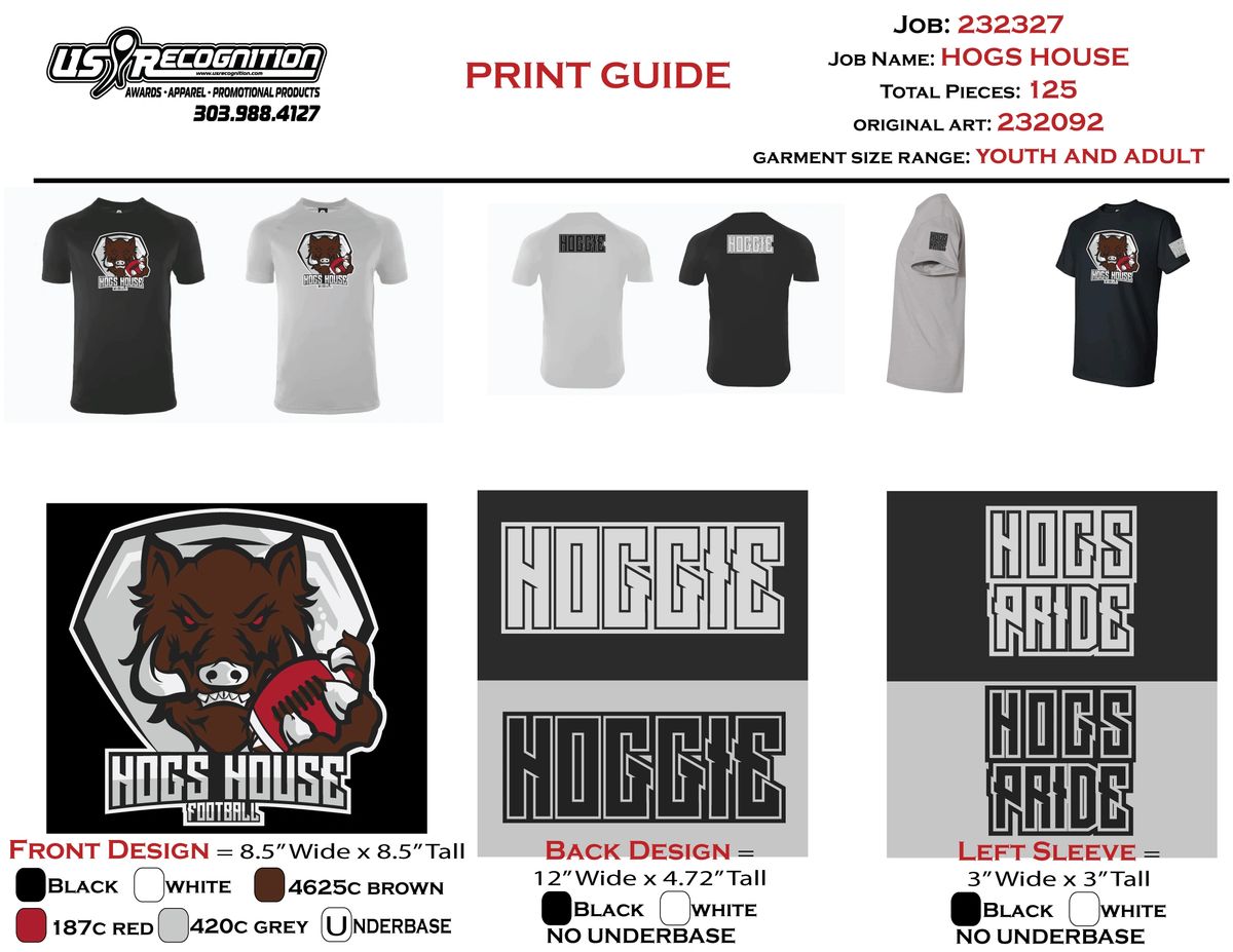 HOGS HOUSE "HOGGIE" ATHLETIC T SHIRT