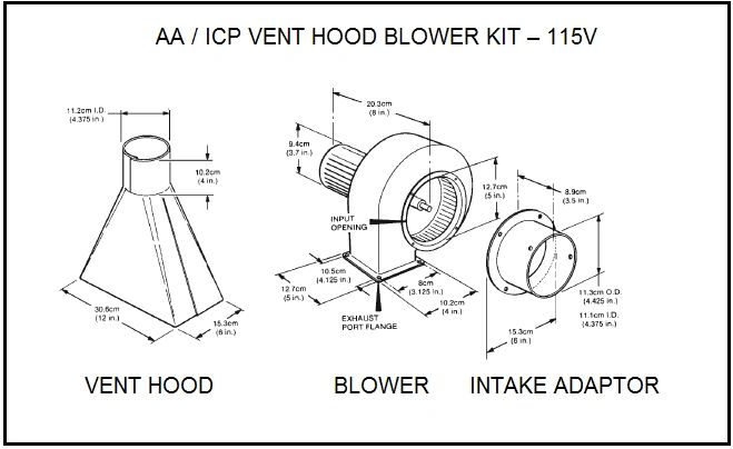 AA and ICP Vent and Blower Stainless Flex Duct Kit - 115V