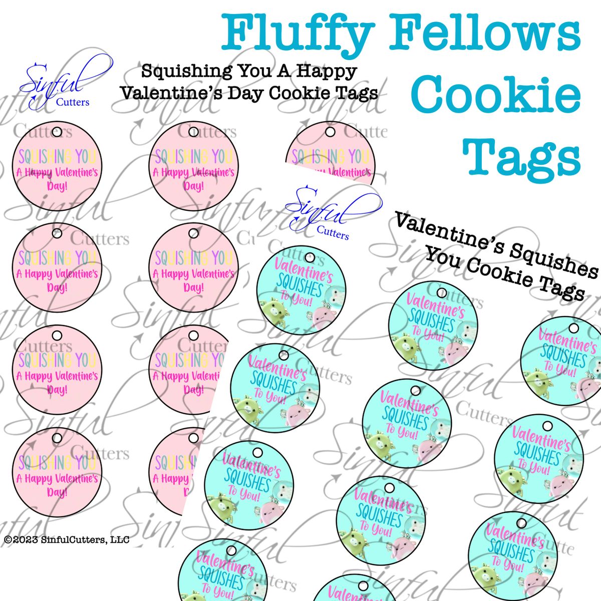 PDF FluffyFellows Valentine's Cookie Tags, Gift Tags, Valentine ...